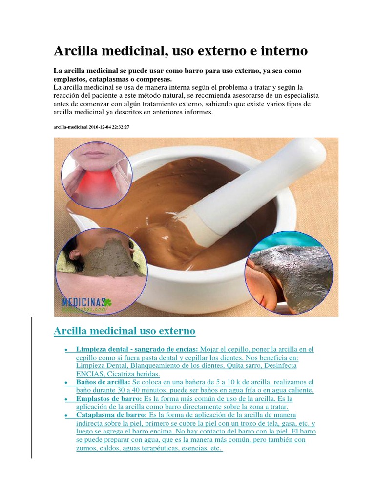 Usos de la Arcilla Medicinal: Internos y Externos | PDF ...