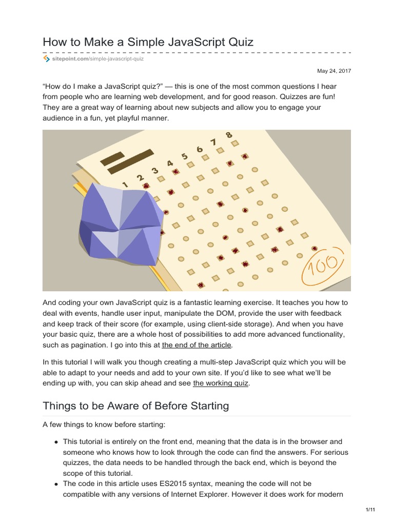 Java Script Create Quiz | PDF | Java Script | Software Development Java Script Create Quiz | PDF | Java Script | Software Development
