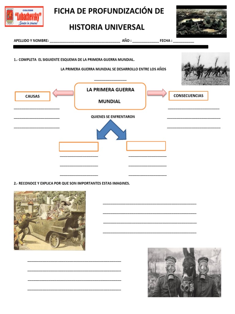 Actividades sobre la Primera Guerra Mundial | PDF | Primera Guerra ...