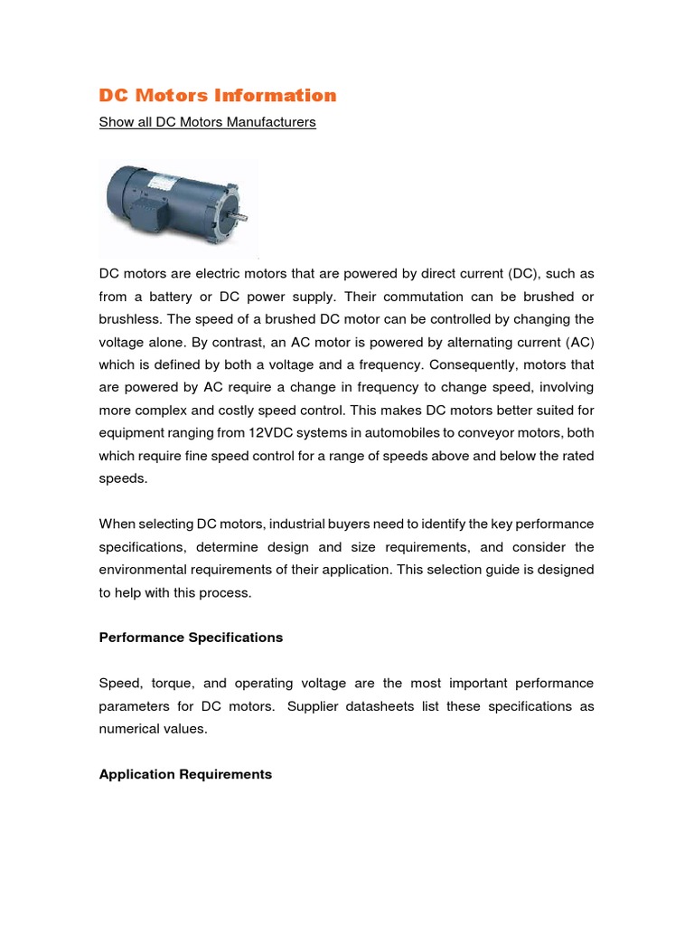 DC Motors Information | PDF | Electric Motor | Power (Physics)
