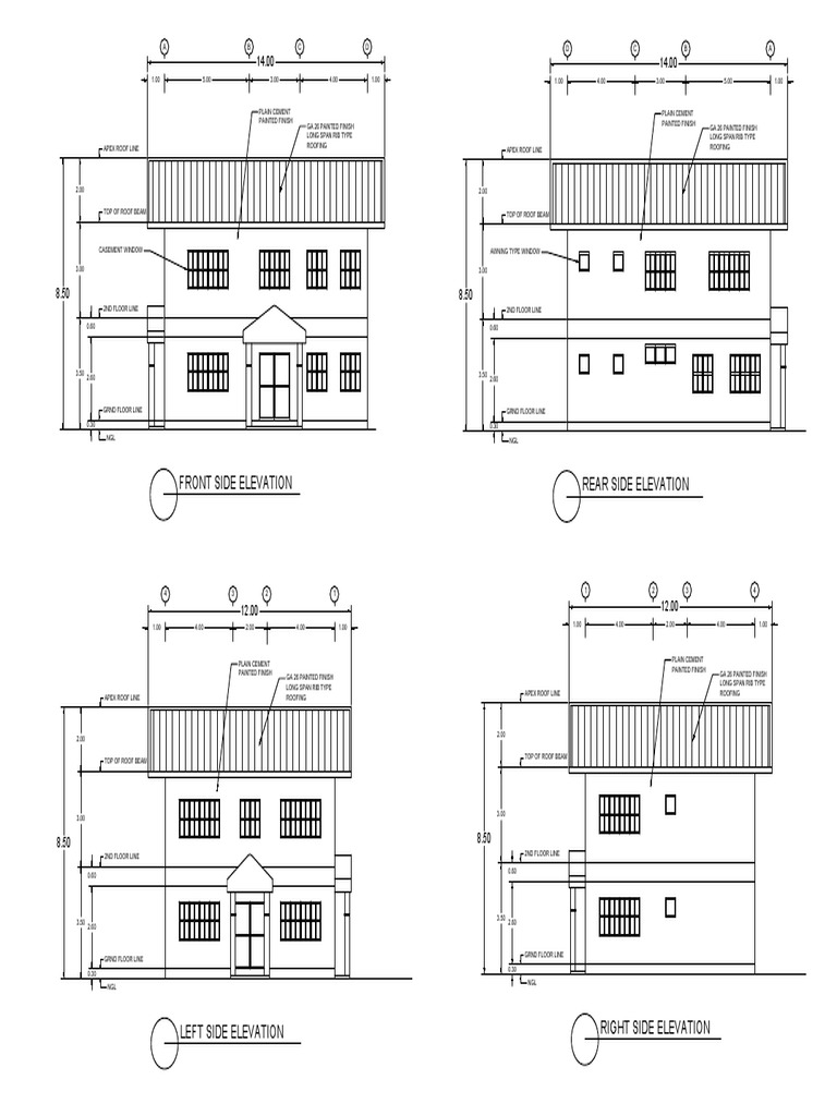 Rear Side Elevation Front Side Elevation: A B C D A B C D | PDF | Local ...