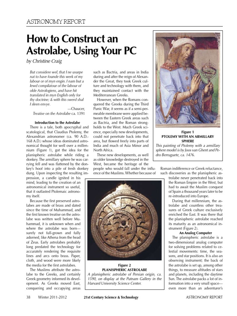 How To Construct An Astrolabe, Using Your PC: Astronomy Report | PDF ...