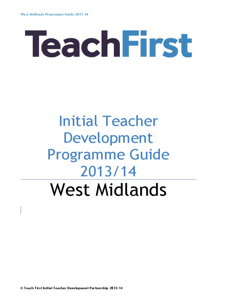 Initial Teacher Development Programme Guide 2013/14: West Midlands ...