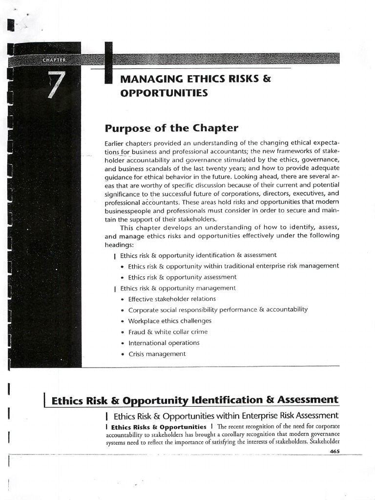Managing Ethics Risks & Opportunities | PDF