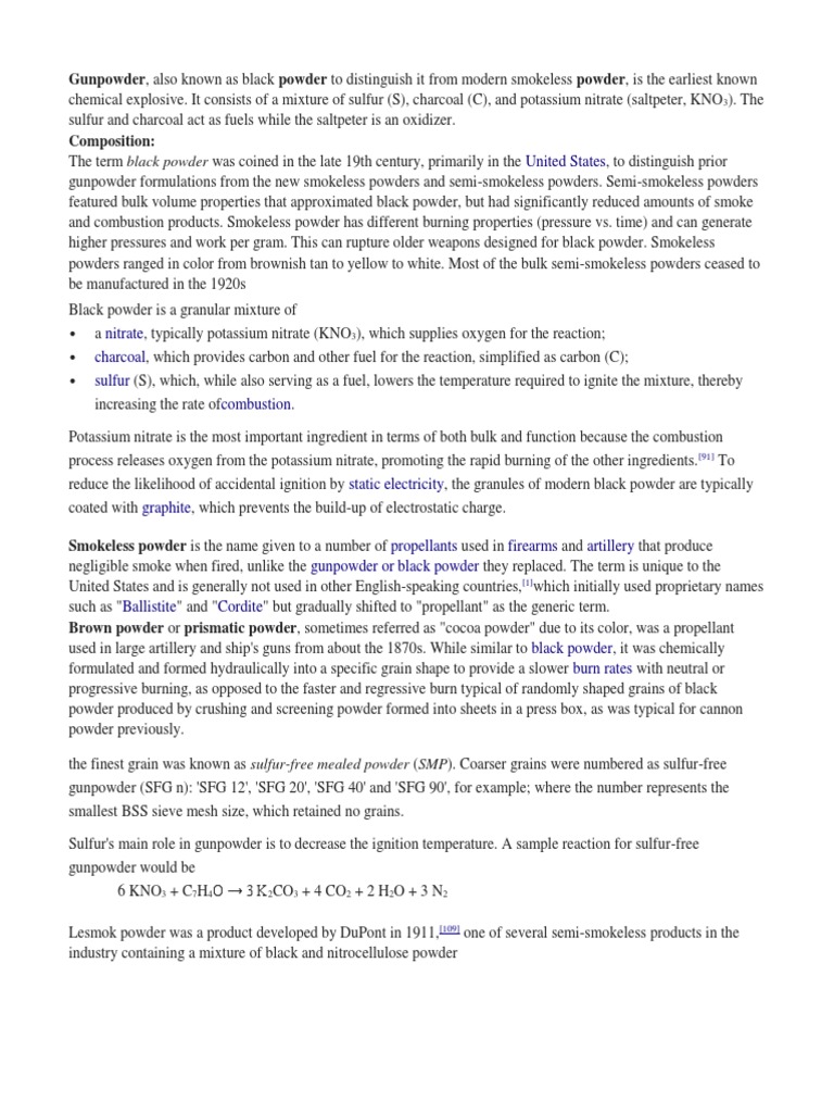Gunpowder | PDF | Gunpowder | Chemistry