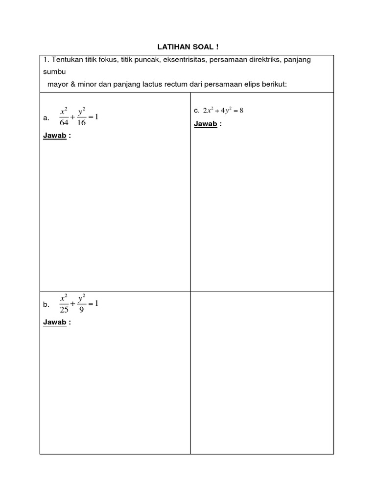 Latihan Soal Elips | PDF