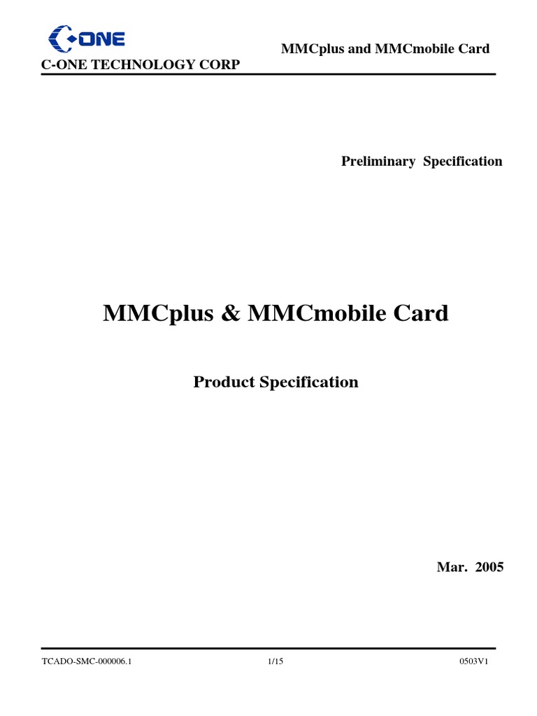 Mmcplus & Mmcmobile Card: Product Specification | PDF | Input/Output ...