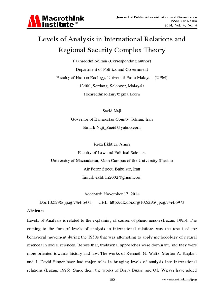 Levels of Analysis in International Relations | PDF | Foreign Policy ...