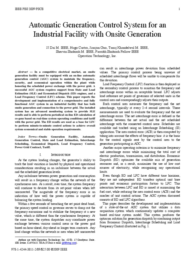 Agc From Etap | PDF | Electrical Grid | Electric Power Transmission