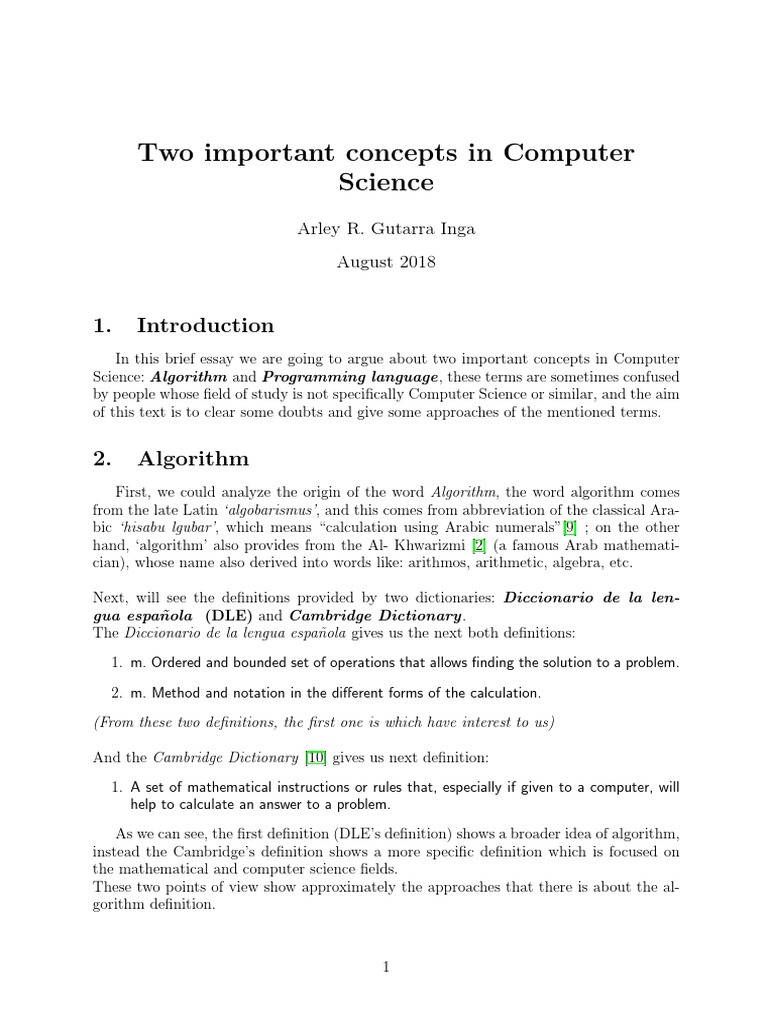 Two Important Concepts In Computer Science PDF Programming Language 