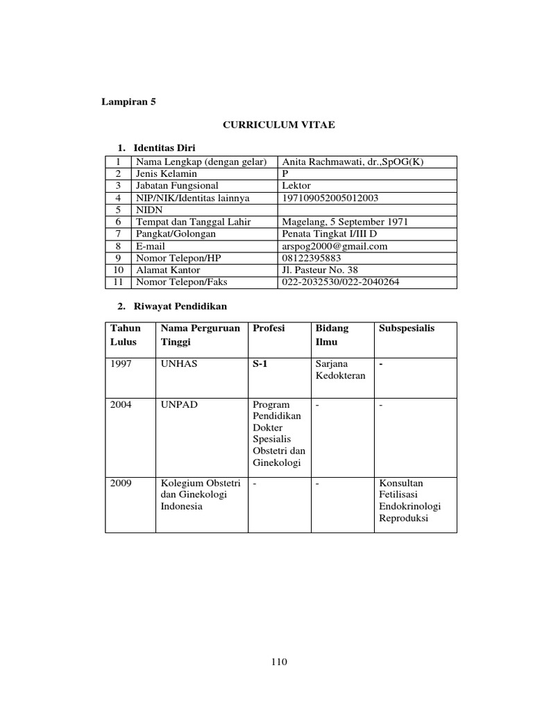 CV Anita Rachmawati, Dr.,SpOG (K) ) Revisi New | PDF | Pengembangan ...
