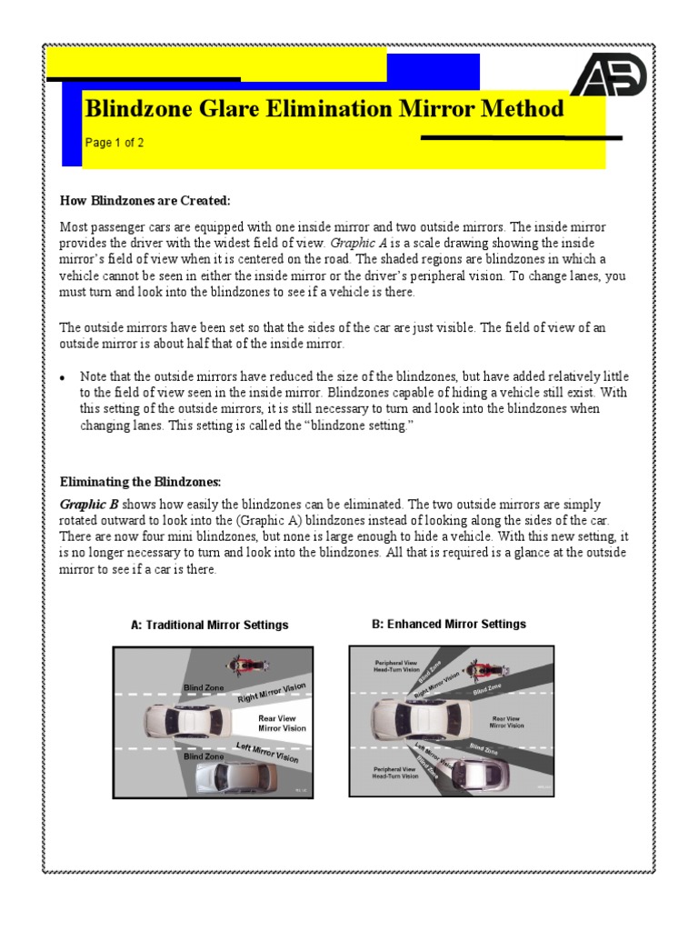 BGE Mirror Setting for Blindzone Elimination | PDF | Mirror | Field Of View