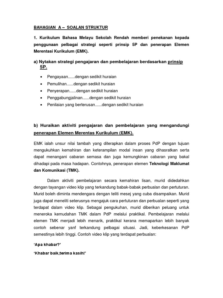 Contoh Soalan Esei & Struktur | PDF