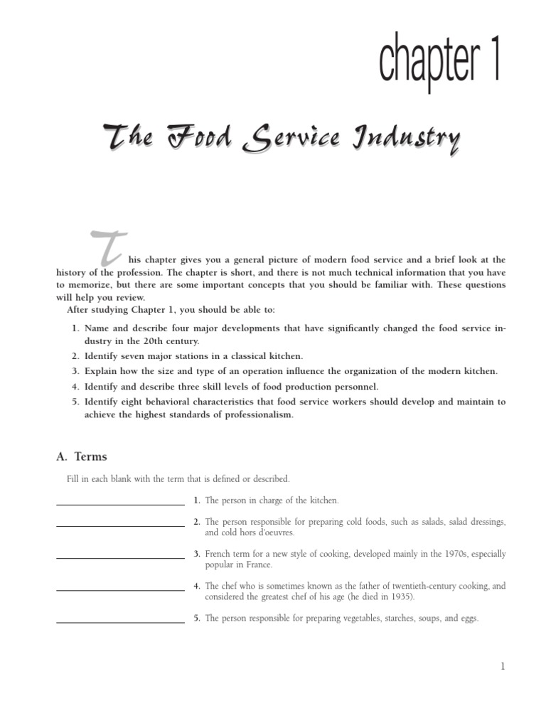 Food Service Industry Test | PDF | Roasting | Chef