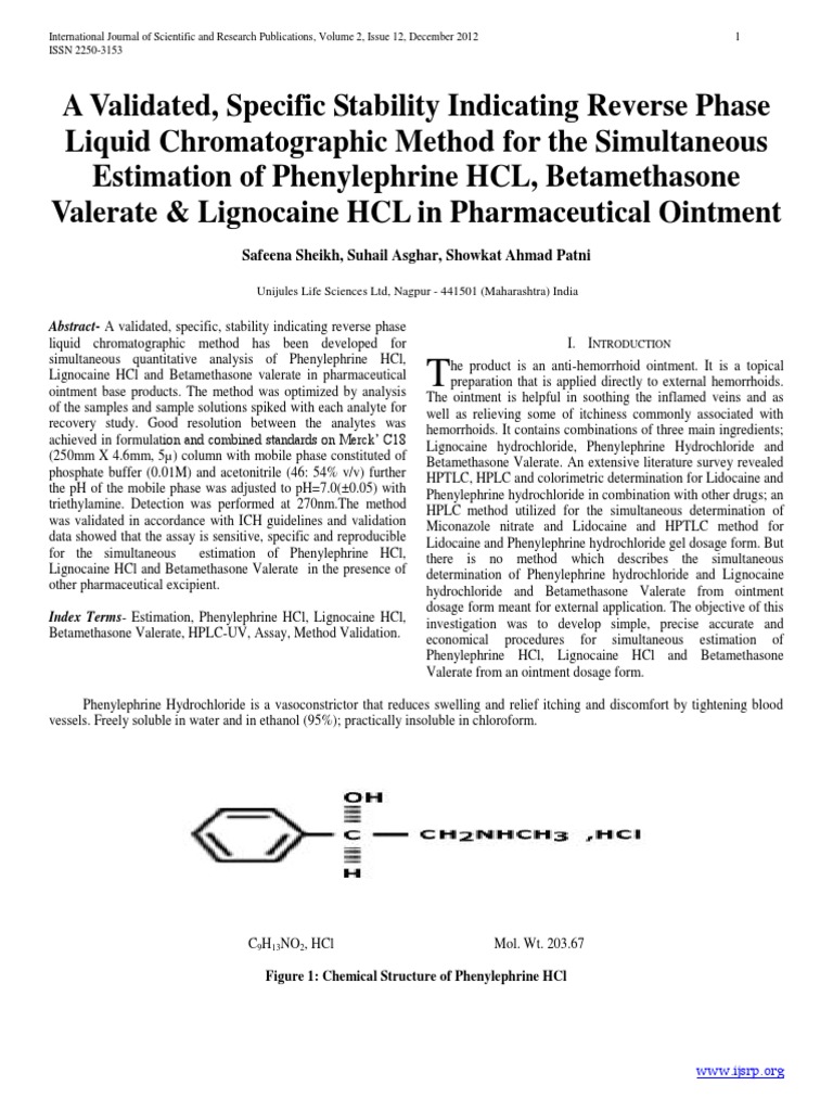 Betamethasone + Lignocaine HPLC | PDF | High Performance Liquid ...