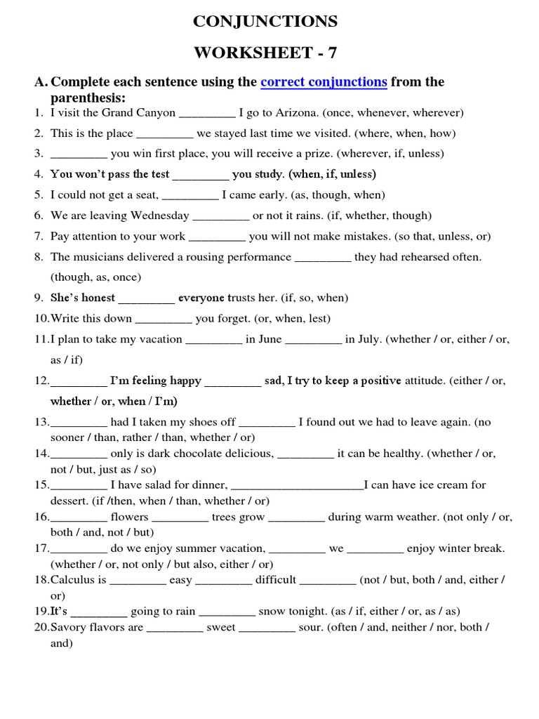 Conjunctions 7 | PDF