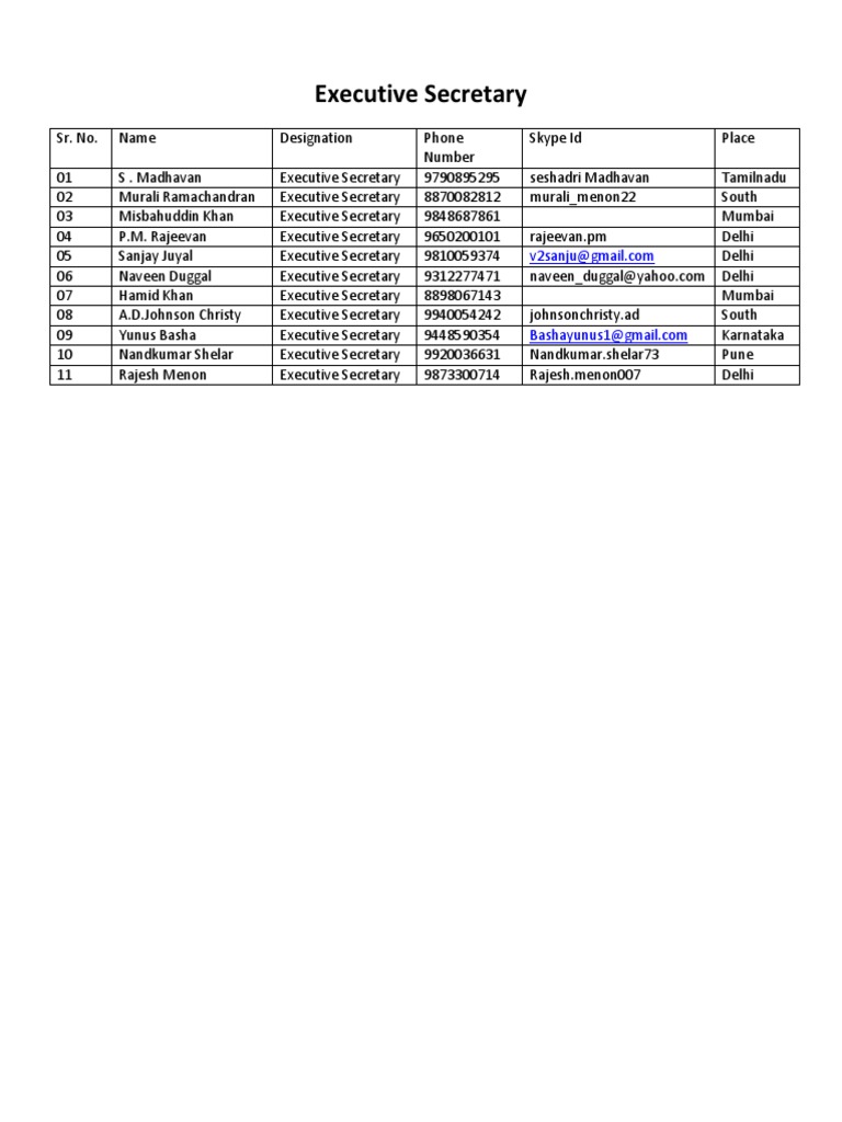 Executive Secretary | PDF