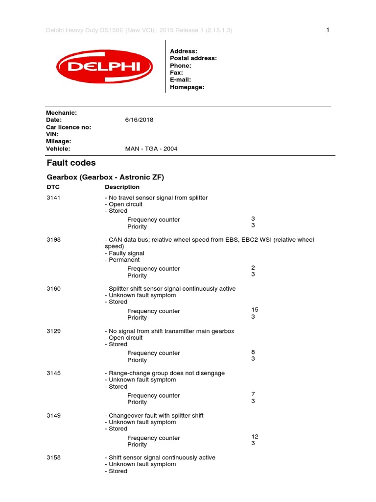 Fault Codes: Gearbox (Gearbox - Astronic ZF) | PDF | Manual ...
