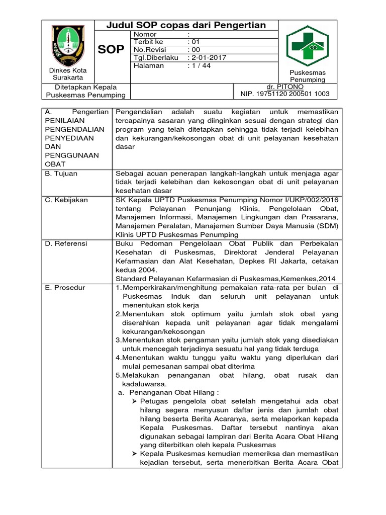 Sop Apotek Full | PDF