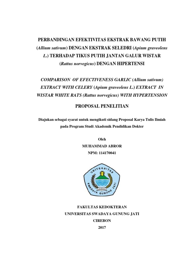 Contoh Proposal Perbandingan Obat Herbal Hipertensi | PDF