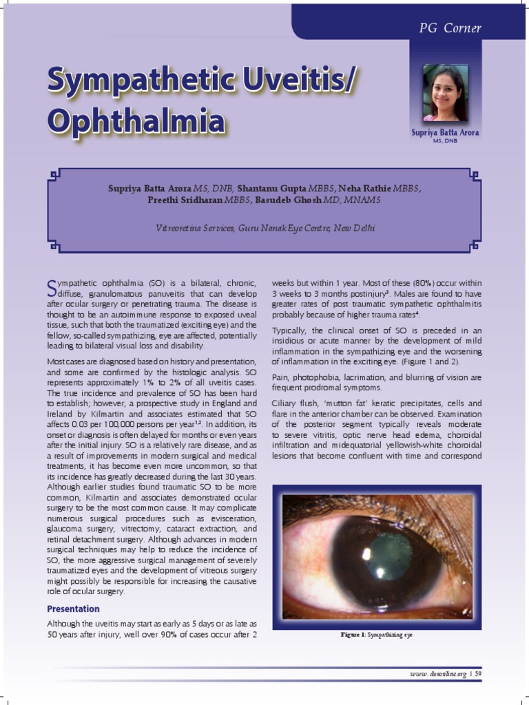 Sympathetic Uveitis/ Ophthalmia: PG Corner | PDF | Corticosteroid ...