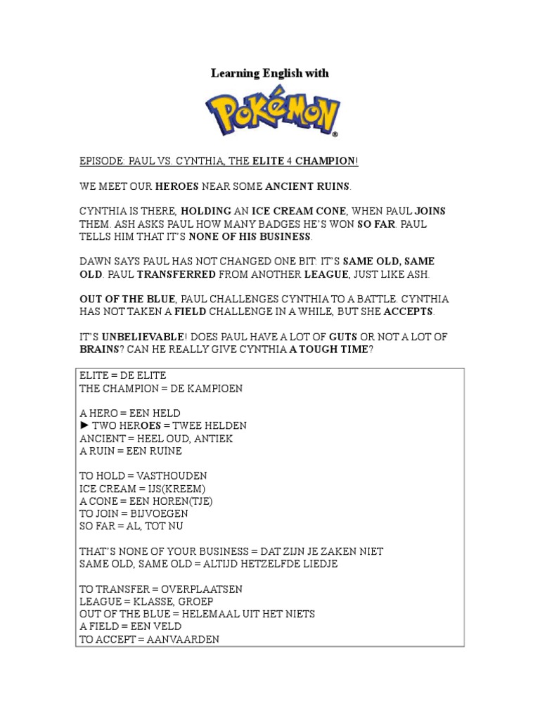 Learning English With Pokémon XI | PDF | Nature