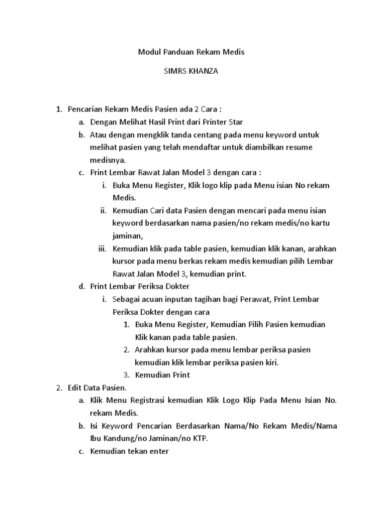 Modul Panduan Rekam Medis | PDF