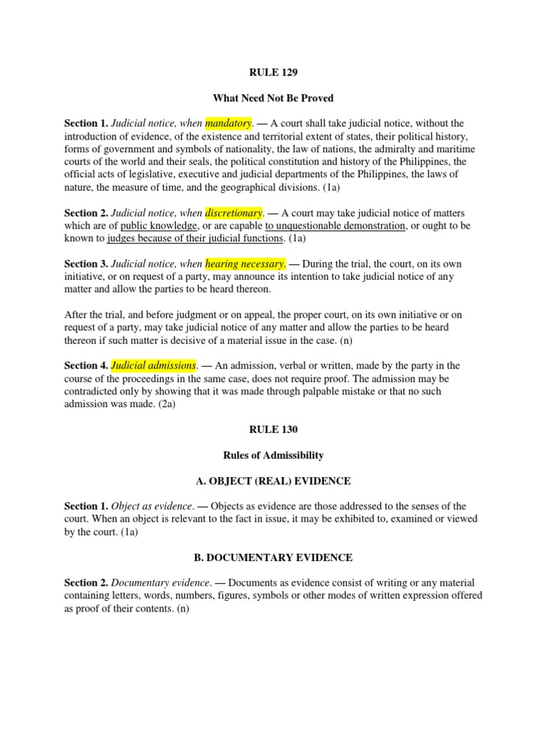 Rule 129-130 | PDF | Judicial Notice | Evidence