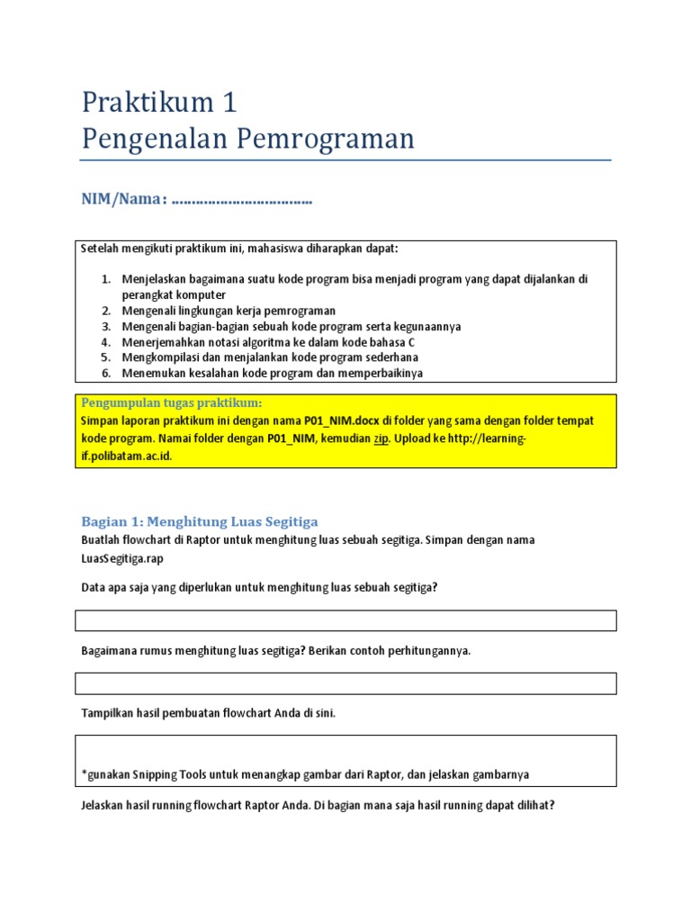 Pengenalan Pemrograman: Praktikum Flowchart dan Algoritma | PDF ...
