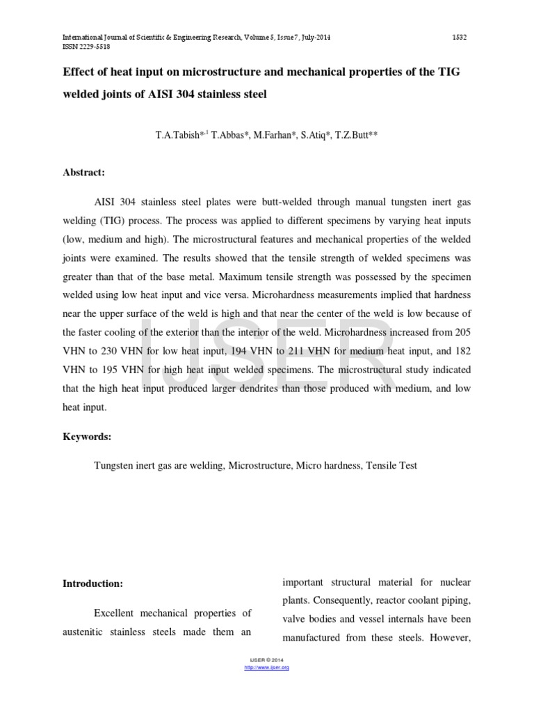 Effect of Heat Input On Microstructure and Mechanical Properties of The ...