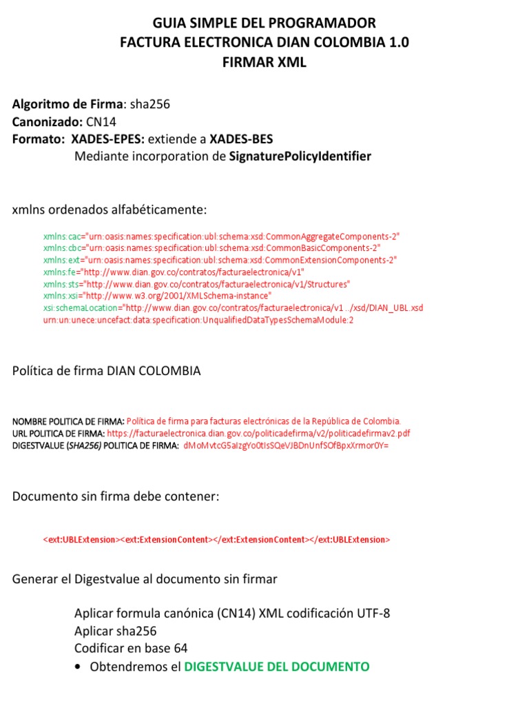 Firma XML para Factura Electrónica DIAN | PDF | Modelo de datos ...