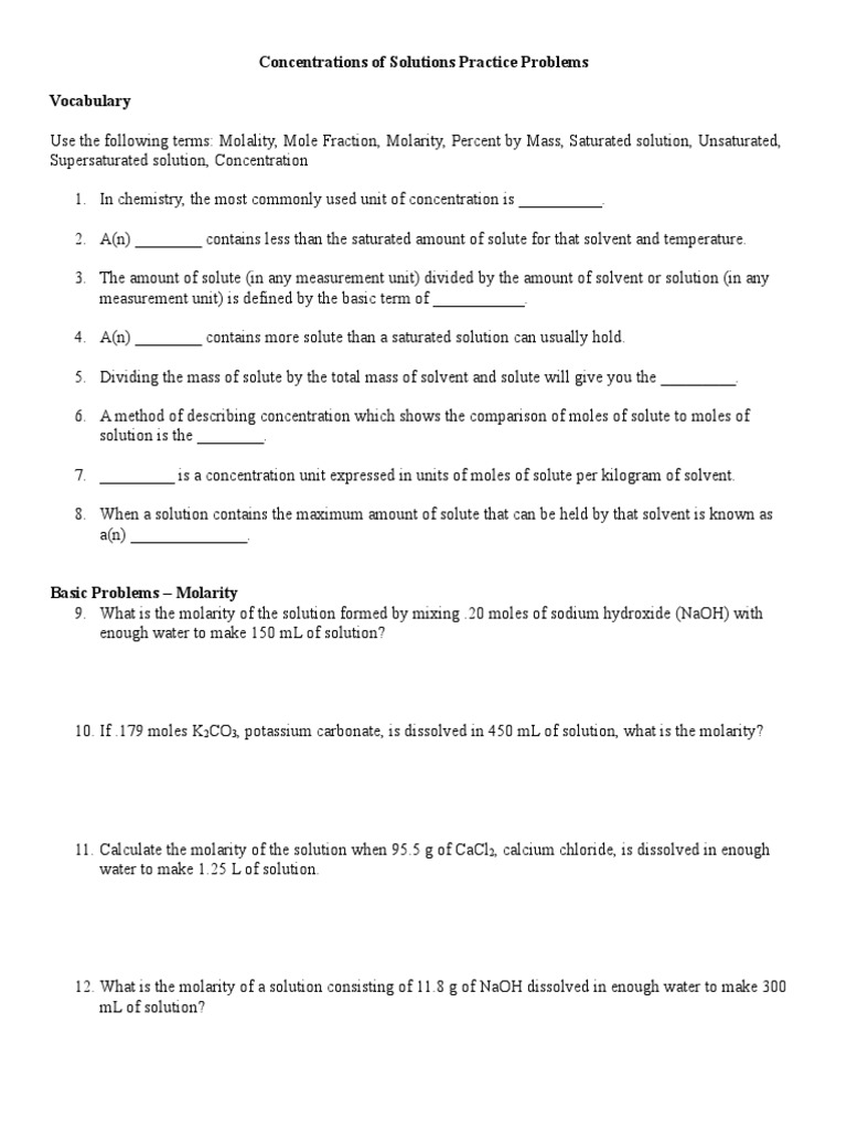 Concentration of Solutions | PDF | Concentration | Solution