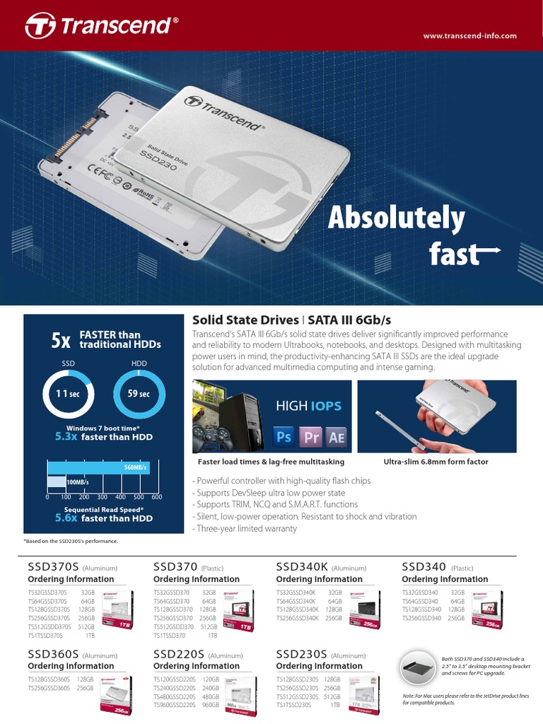 Transcend SSD | PDF | Solid State Drive | Hard Disk Drive