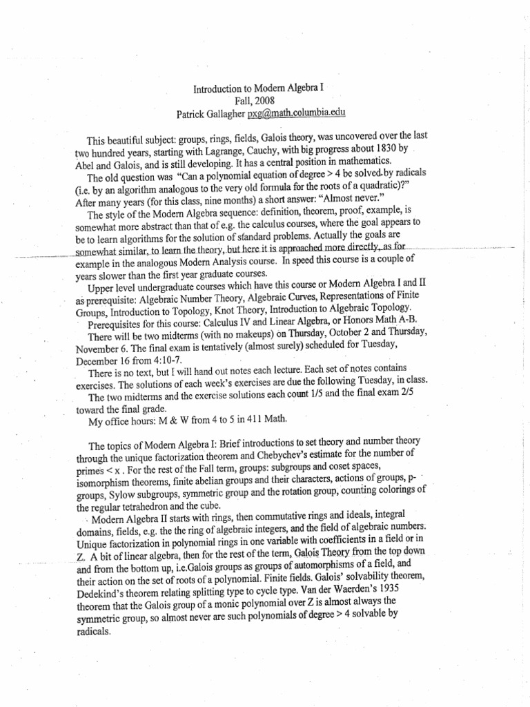 Gallagher Course Notes (Intro) | PDF