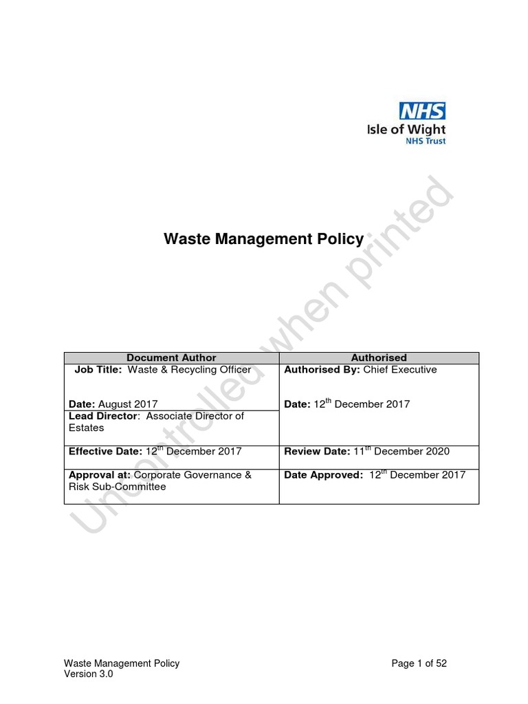 Waste Management Policy | PDF | Waste Management | Radionuclide