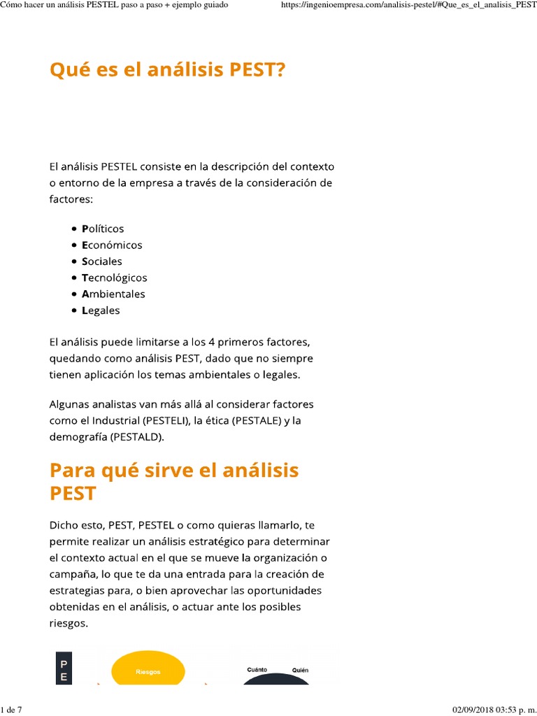 Cómo Hacer Un Análisis PESTEL Paso A Paso + Ejemplo Guiado | PDF | Negocios