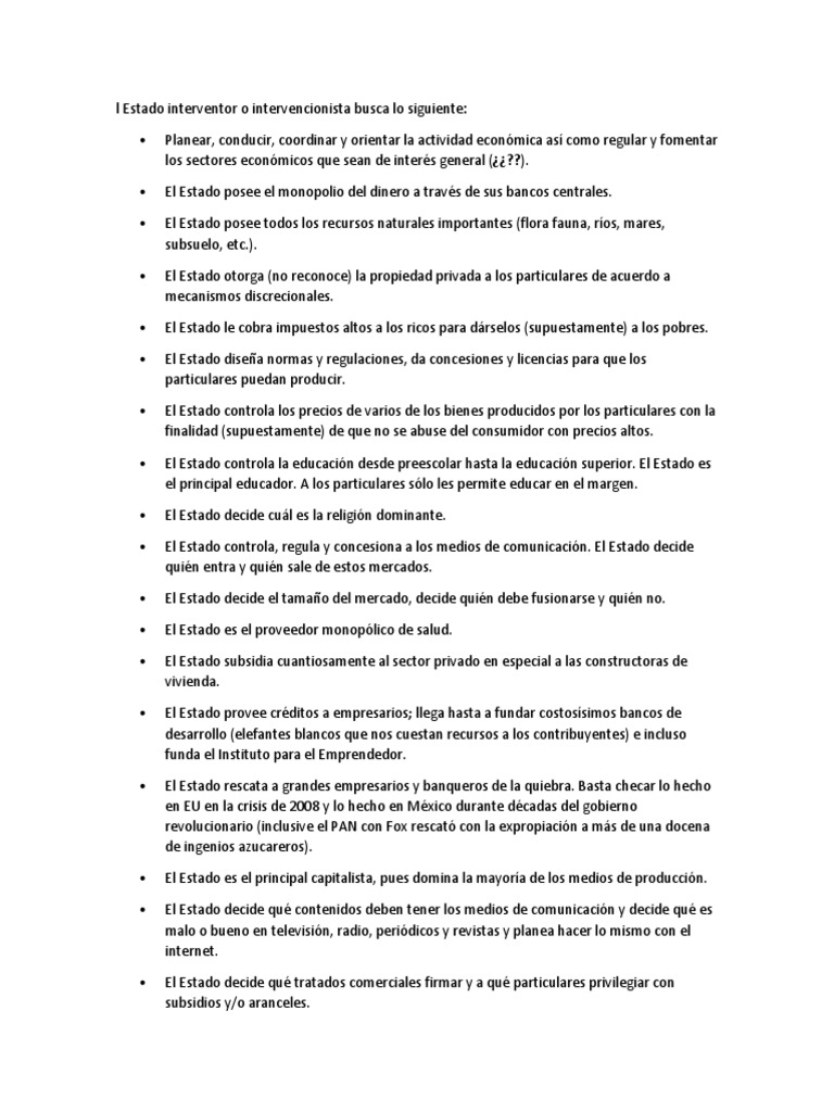 L Estado Interventor o Intervencionista Busca Lo Siguiente | PDF ...