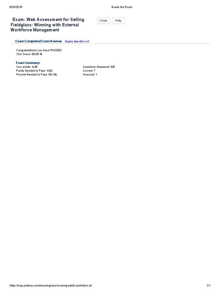 Exam: Web Assessment For Selling Fieldglass: Winning With External ...