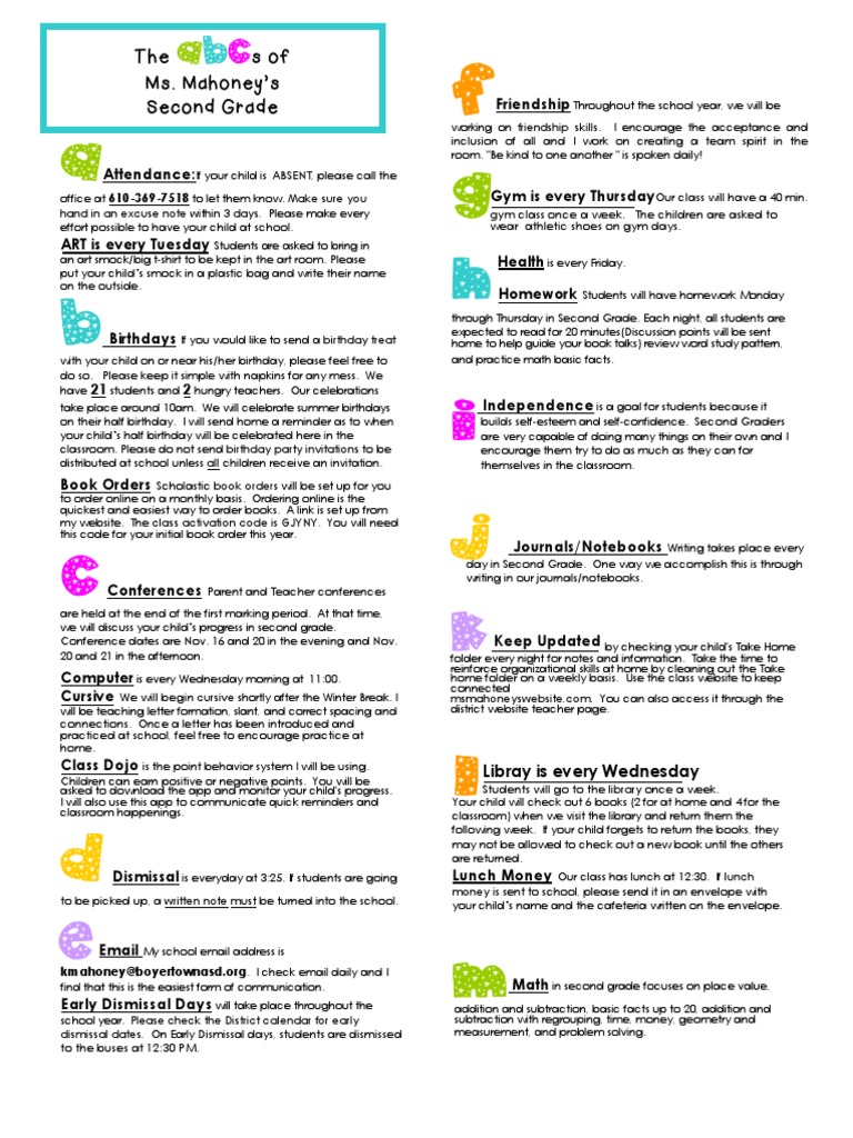 Abcs of Second Grade | Download Free PDF | Schools | Teachers