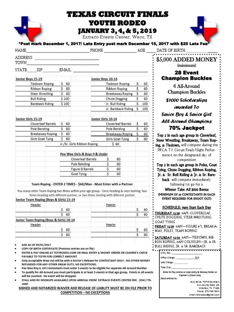 TX Circuit Finals Entry Blank - 2019 | PDF | Western Style Riding | Rodeo