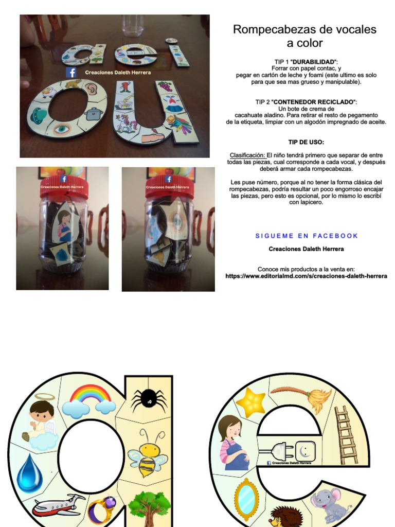 Rompecabezas de Vocales A Color | PDF