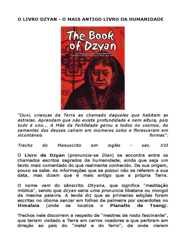 O Livro Dzyan | PDF | Helena Blavatsky | Oculto