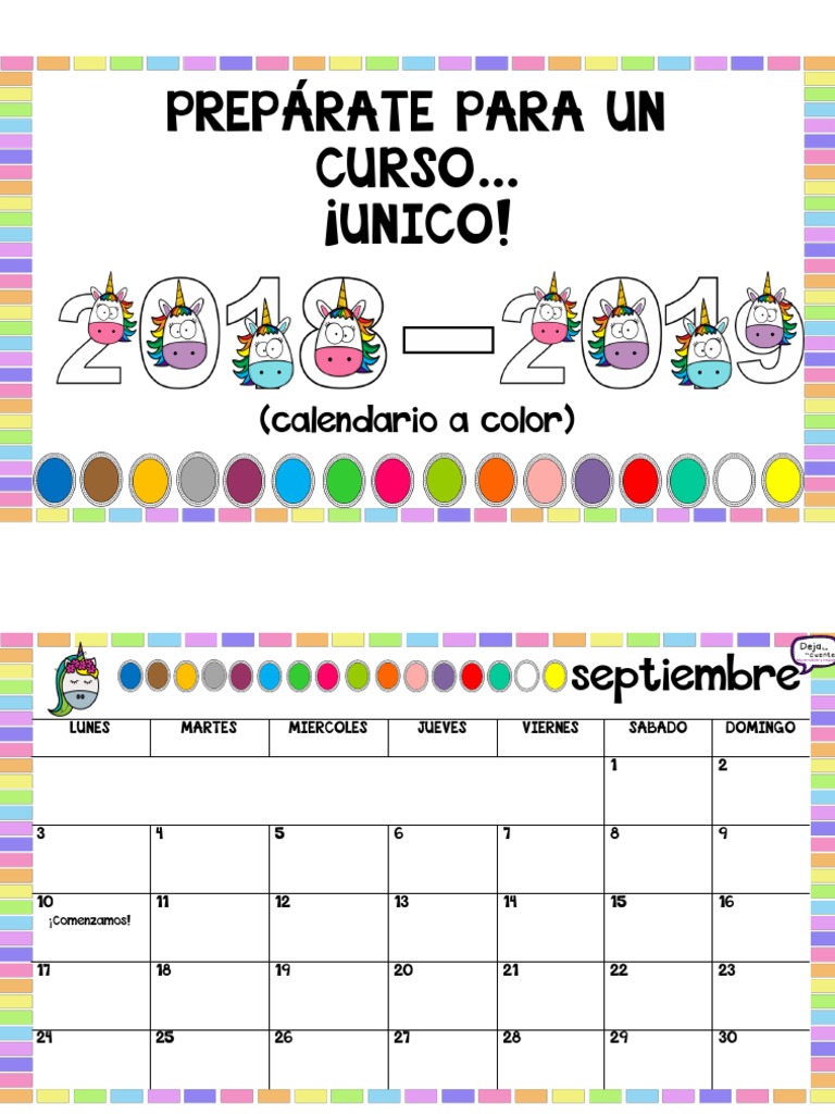 Calendario Escolar 2018 2019 A Color | PDF | Calendario | Ocio