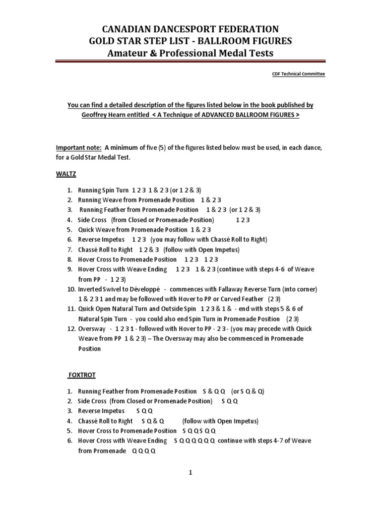 Gold Star List Standard | PDF | Ballroom Dance | Dances
