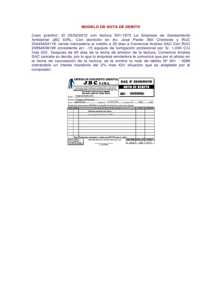 Modelo de Nota de Debito | PDF