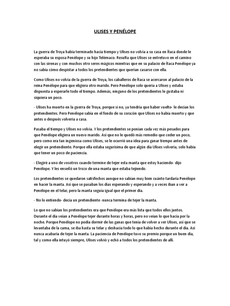 La Espera de Penélope por Ulises | PDF | Clásicos