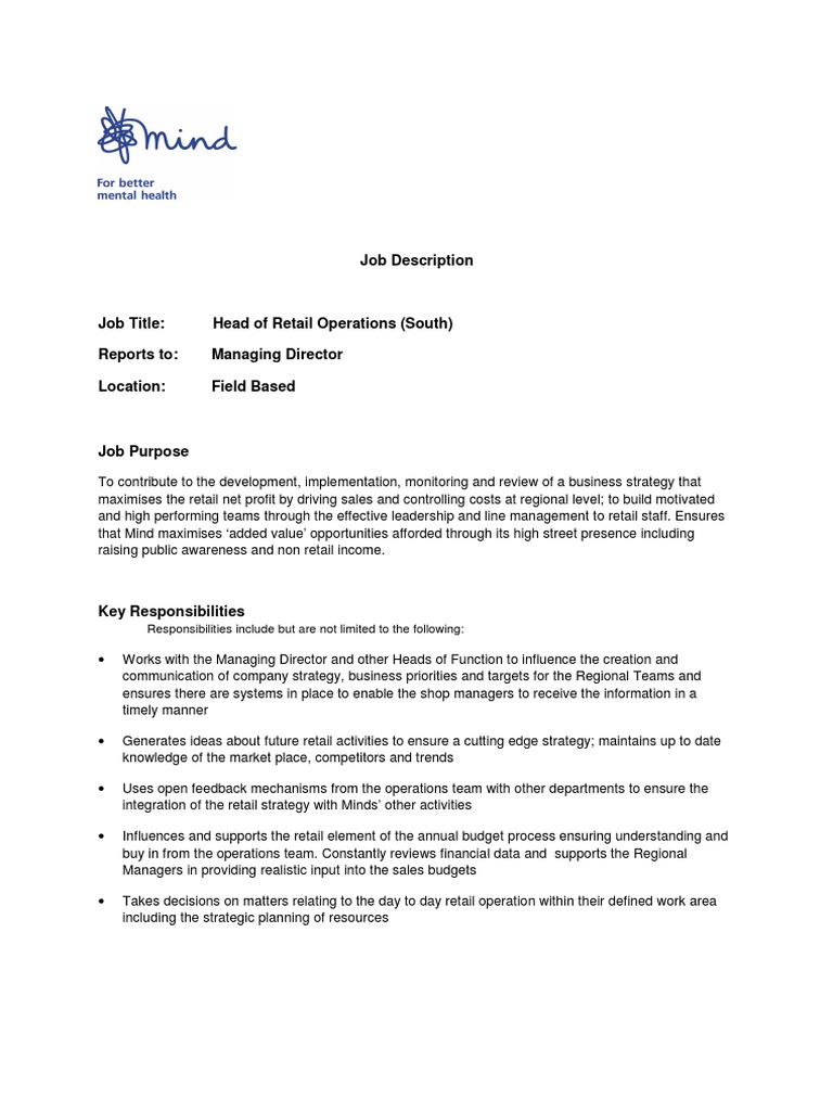 head-of-operations-job-description.pdf | Strategic Management | Retail