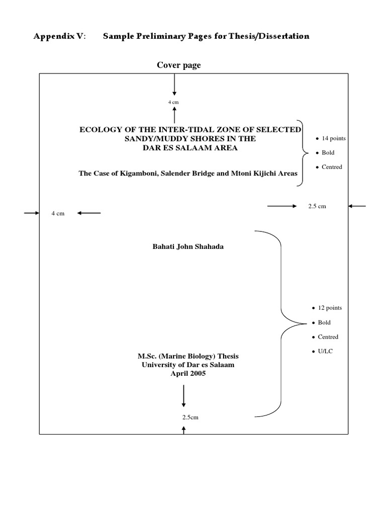 Appendix V-Sample Preliminary Pages For Thesis or Dissertation | PDF ...