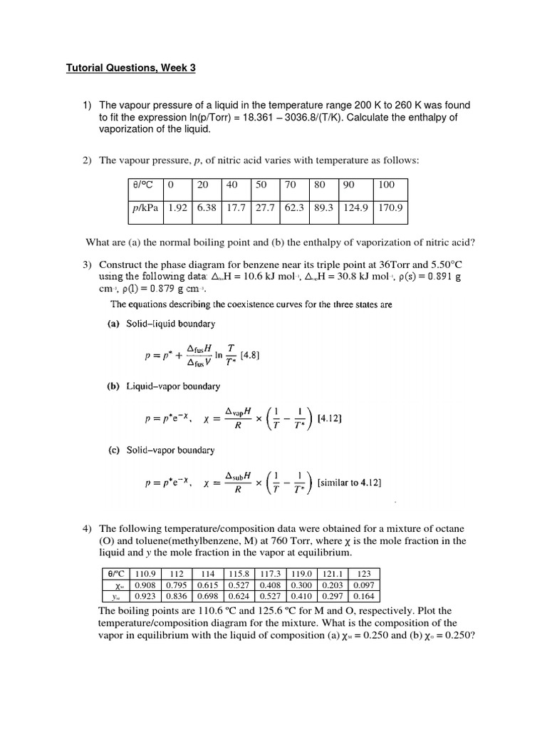 Tutorial Problems Week 3 | PDF | Oxygen | Materials Science