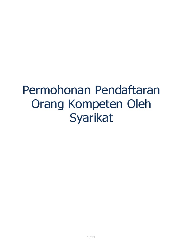Permohonan Pendaftaran Orang Kompeten Oleh Syarikat PDF | PDF ...